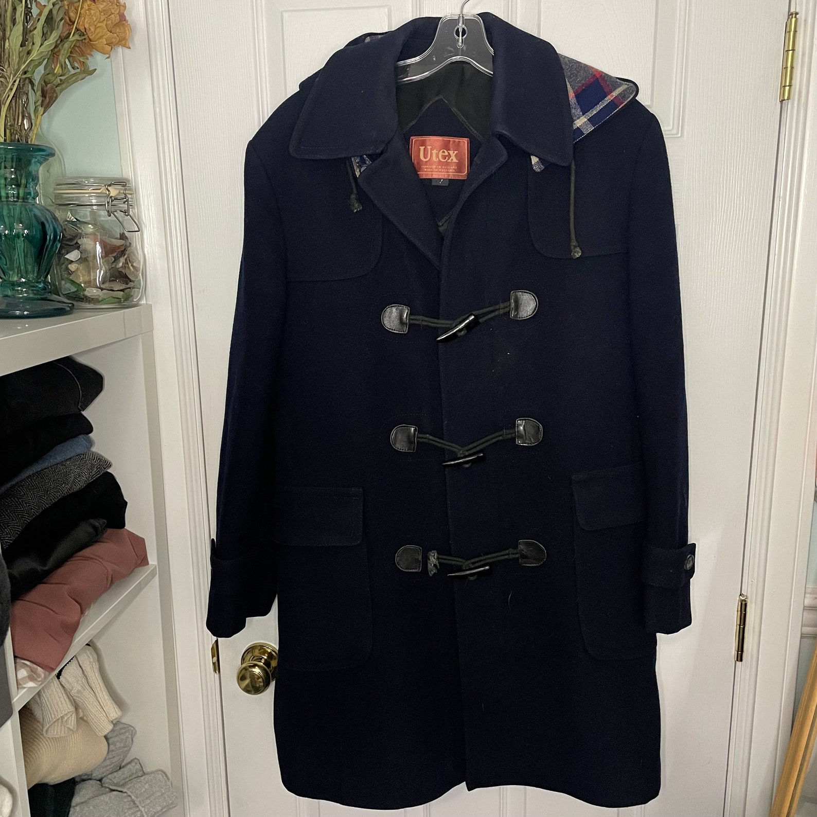 Utex Vintage Wool Navy Blue Toggle Duffle Coat Large - Etsy
