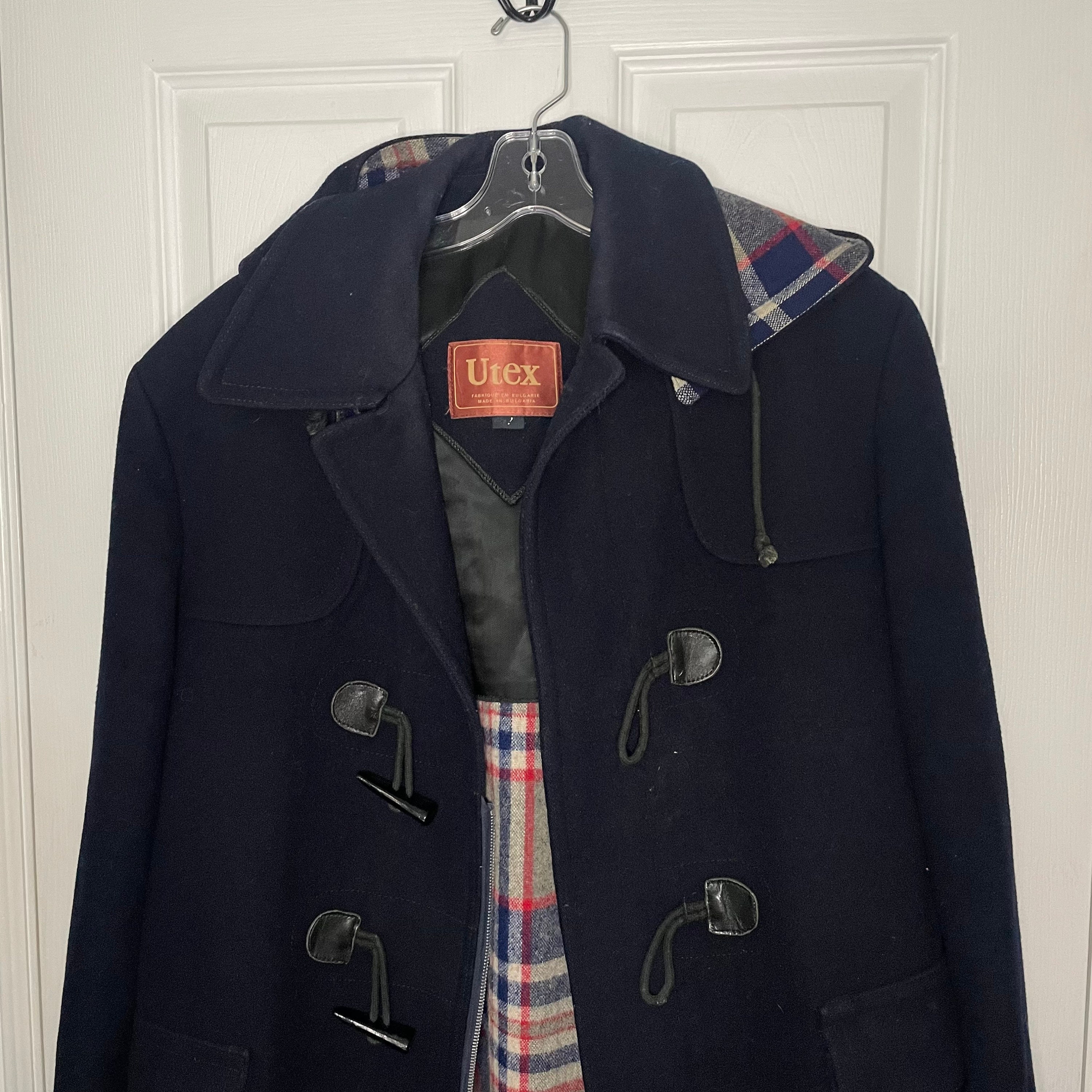 Utex Vintage Wool Navy Blue Toggle Duffle Coat Large - Etsy