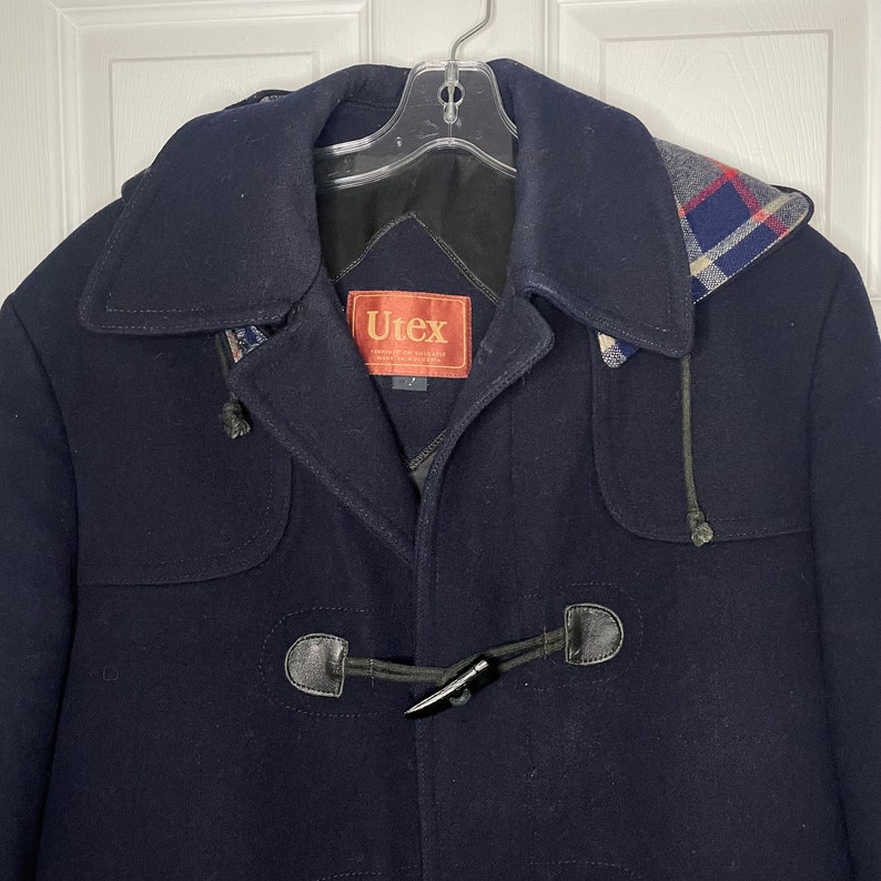 Utex Vintage Wool Navy Blue Toggle Duffle Coat Large - Etsy