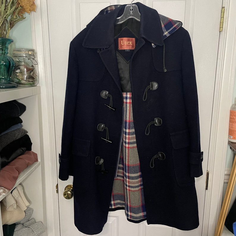 Utex Vintage Wool Navy Blue Toggle Duffle Coat Large - Etsy