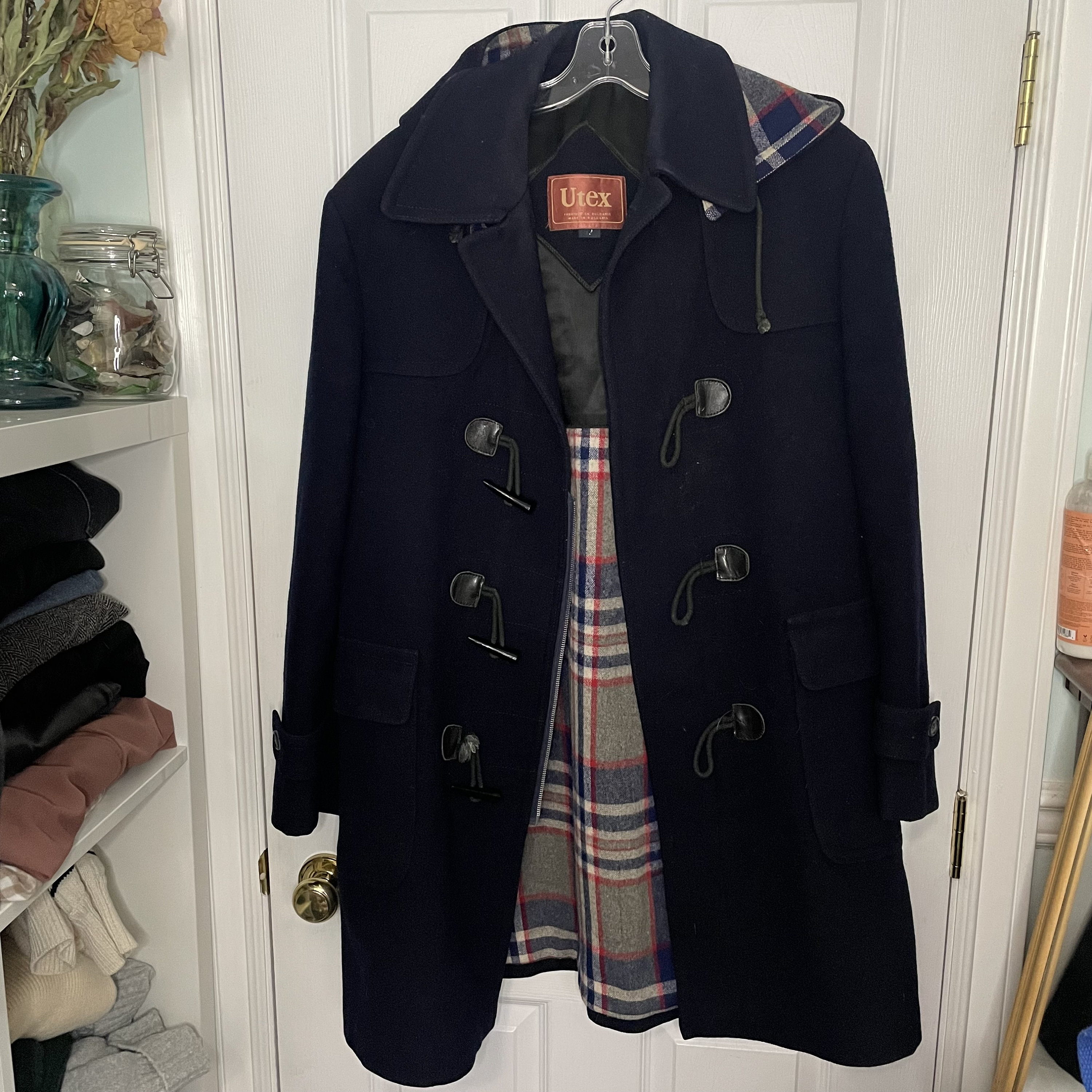 Utex Vintage Wool Navy Blue Toggle Duffle Coat Large - Etsy