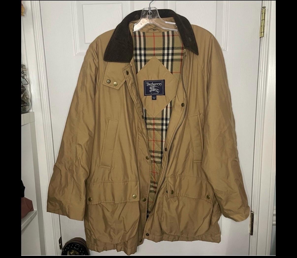 Burberry Classic Utility Trench Barn Coat Jacket With Corduroy Collar ...