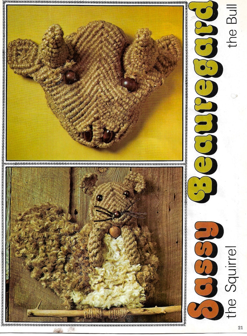 Macrame Animals, Macrame Patterns, Macrame Fox, Horse, Panda, Squirrel ...