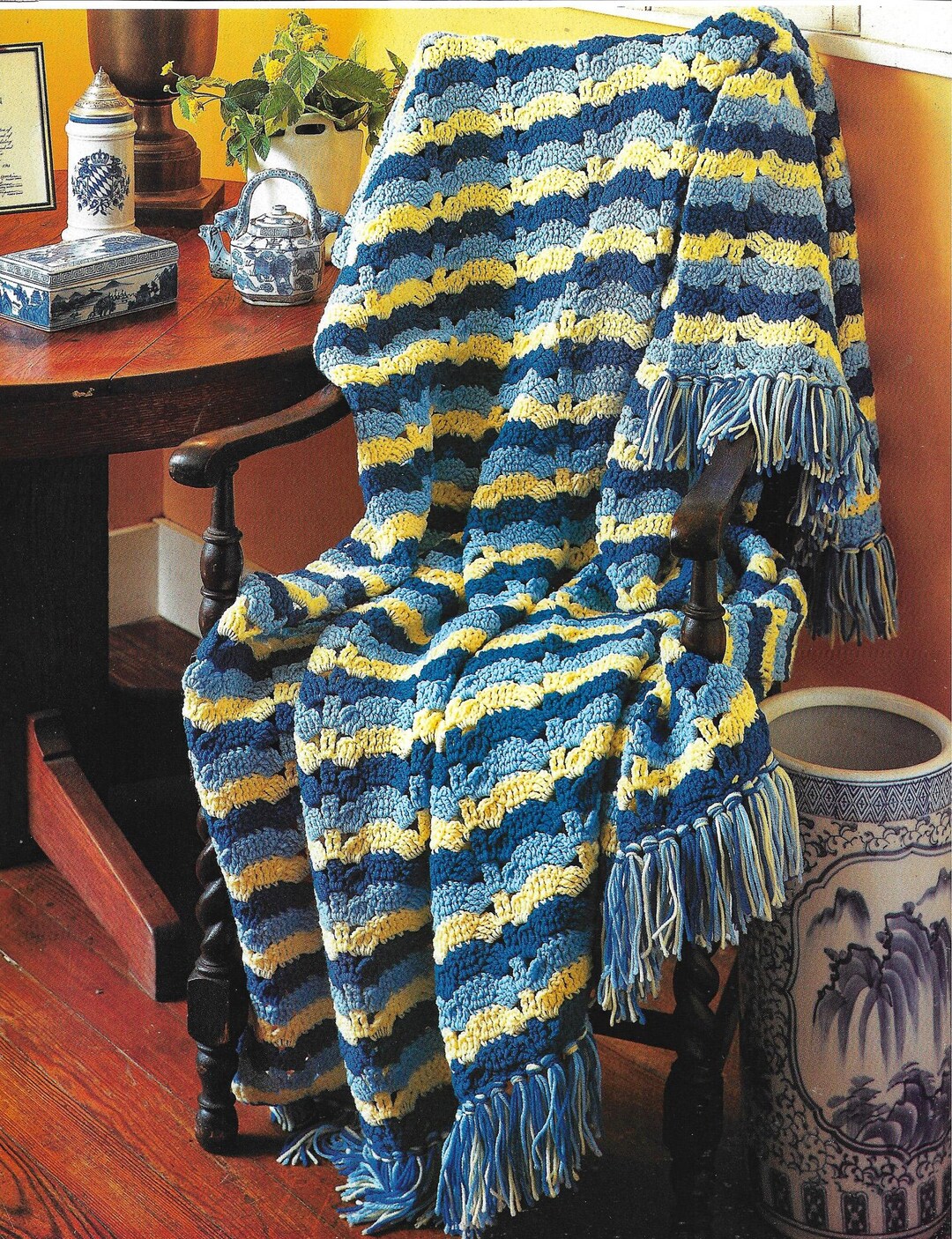 Vintage Crochet Blanket Pattern, Home Decor, Housewarming Gift, Digital ...