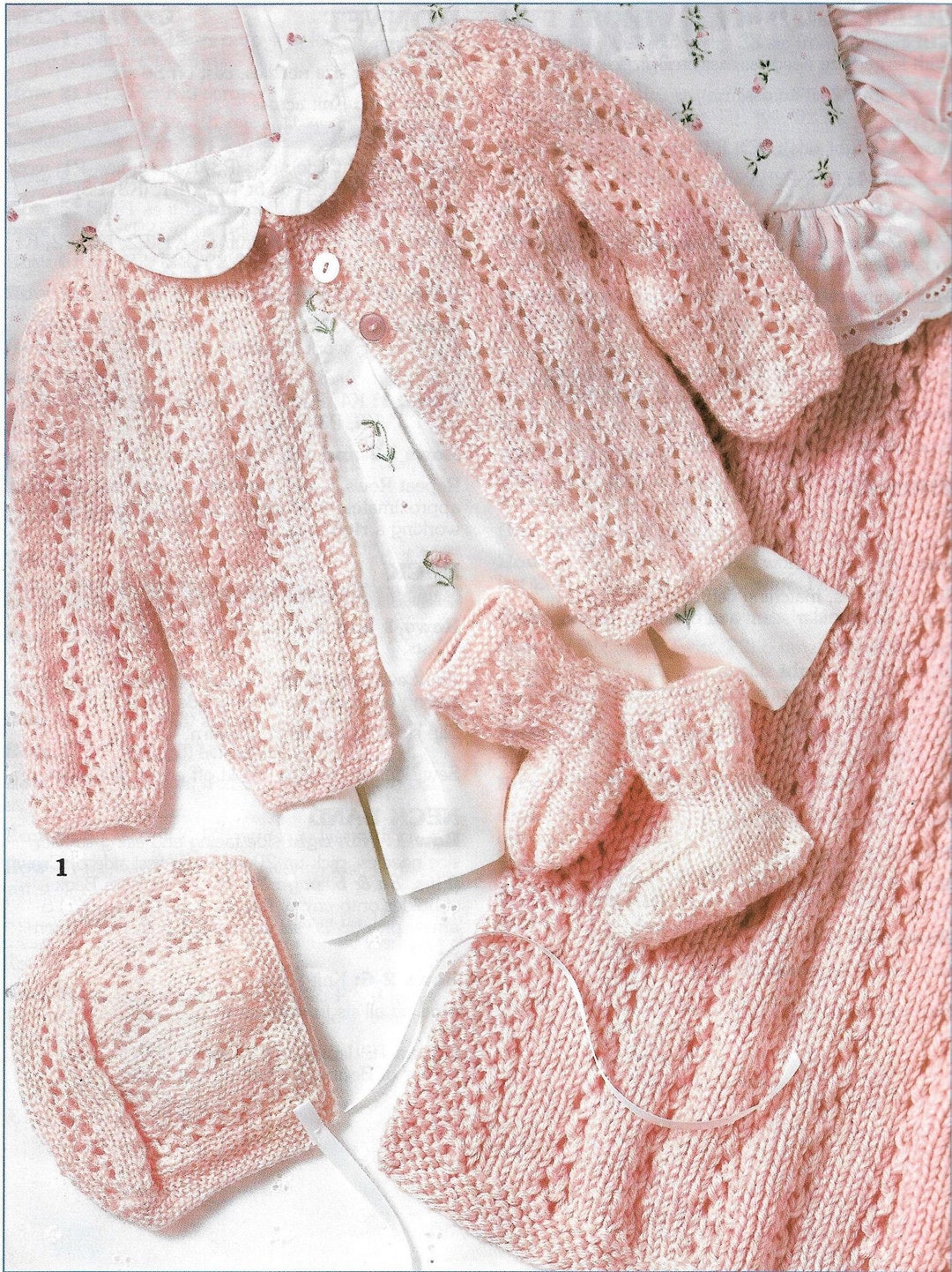 Vintage Baby Knitting Pattern, 6 Month, Baby Layette, Baby Jacket, Baby ...