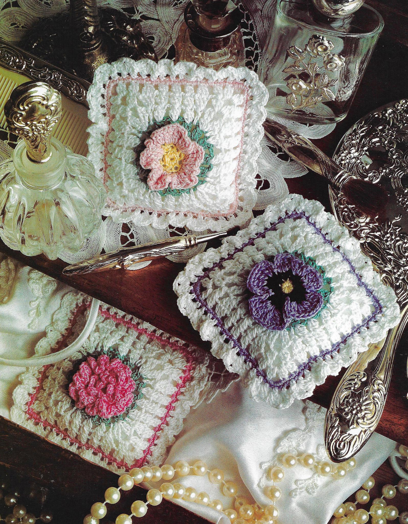 Vintage Scented Sachets Crochet Pattern, Floral Sachets, Bridal Shower ...
