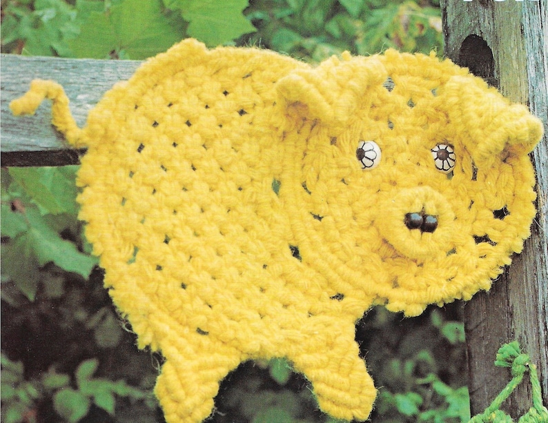 Macramé Frog Pattern, Macramé Pig, Macramé Animal, Children's Gift ...