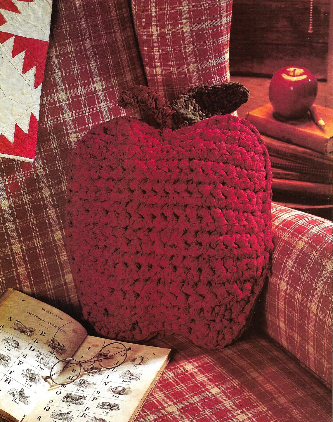 Vintage Crochet Apple Pillow Pattern, Home Decor, Farmhouse Decor ...