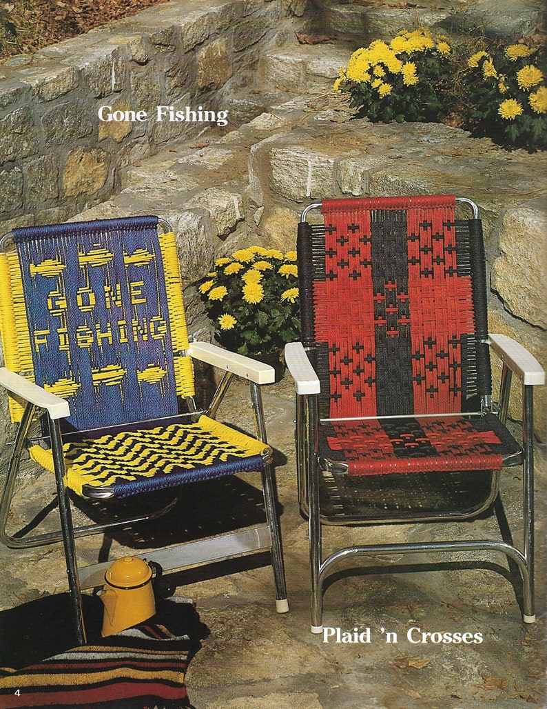 Macrame Chairs Pattern, PDF, Patio Lawn Chair Pattern, Vintage Macrame ...
