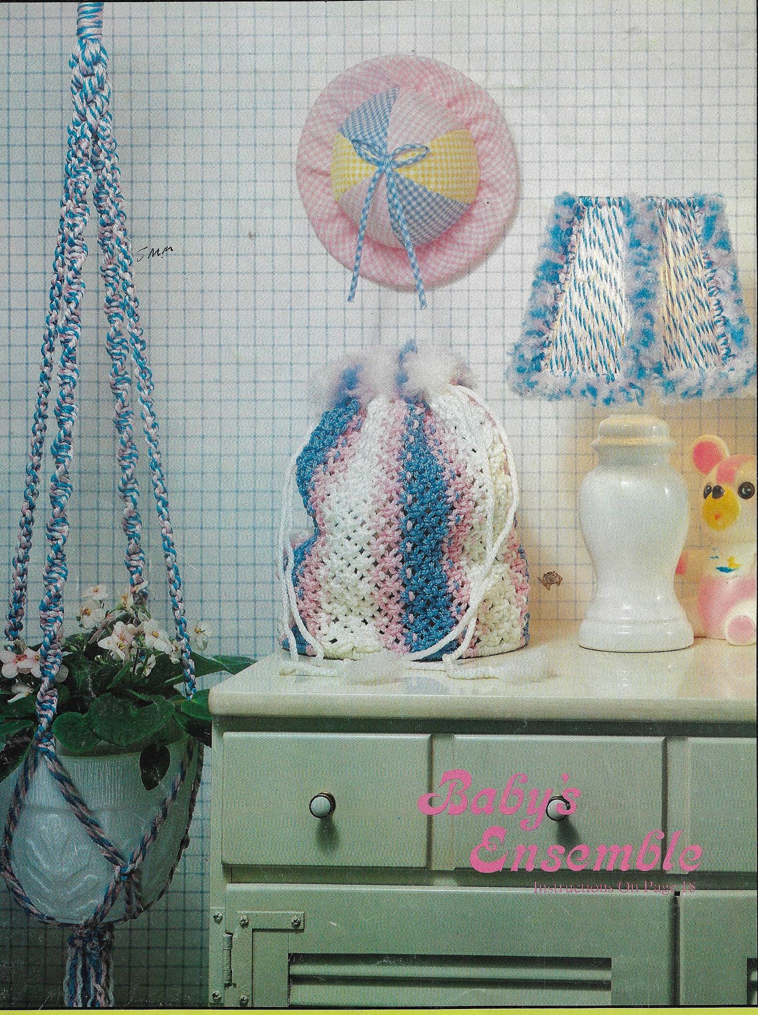 Vintage Macrame Diaper Caddy Pattern, Macrame Lampshade, Rug, Mirror ...