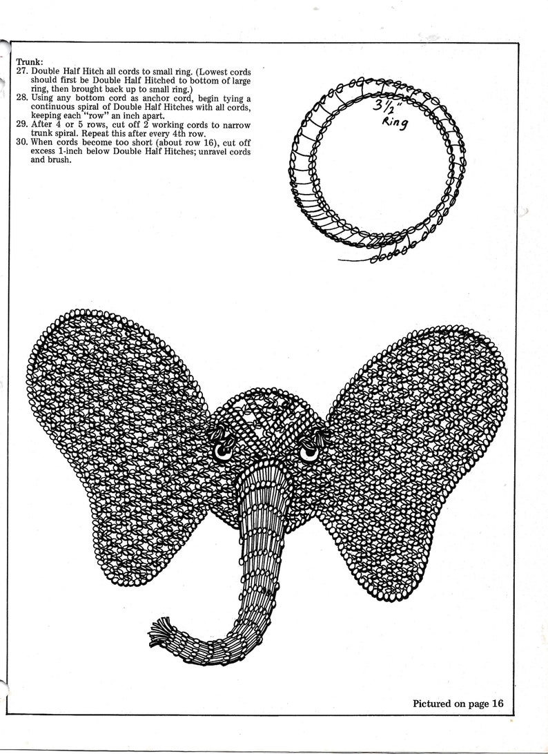 Macramé Elephant, Macramé Pattern, Macramé Knot Guide, Pdf, Instant ...