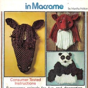 Macrame Animals, Macrame Patterns, Macrame Fox, Horse, Panda, Squirrel ...