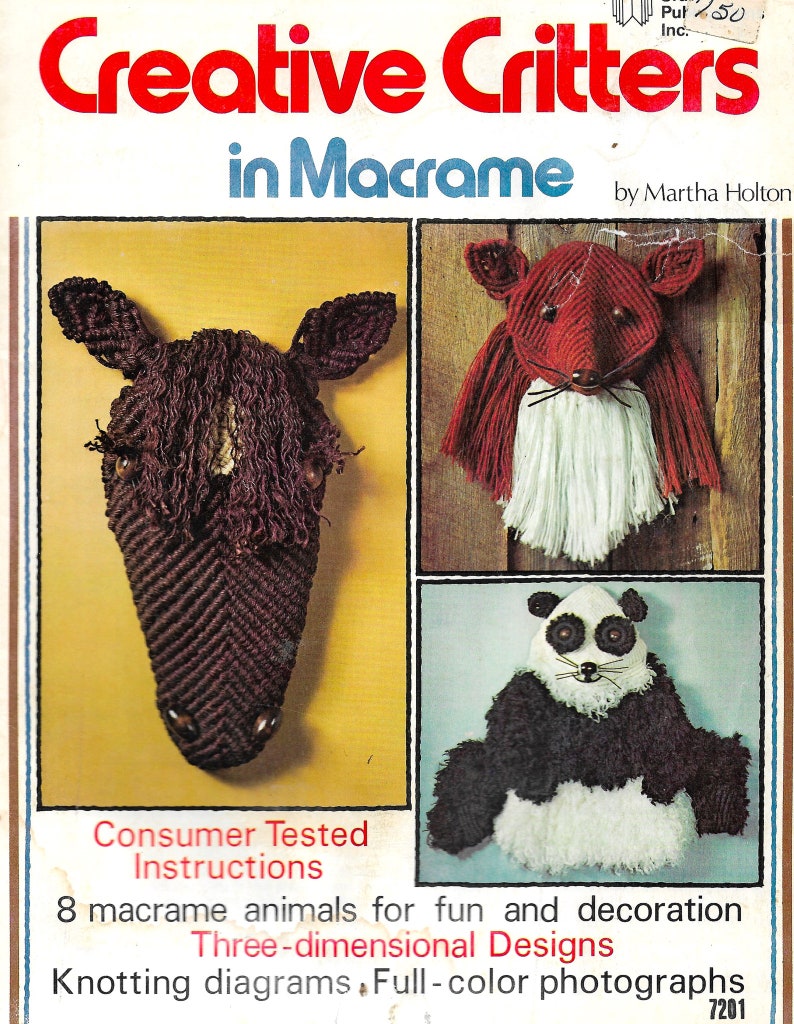 Macrame Animals, Macrame Patterns, Macrame Fox, Horse, Panda, Squirrel ...