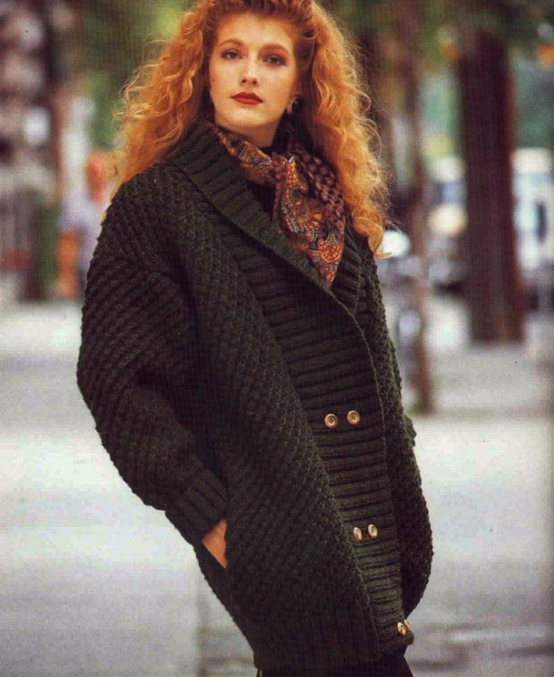 Women's Sweater Jacket Knitting Pattern, Large Collar, Vintage Style ...