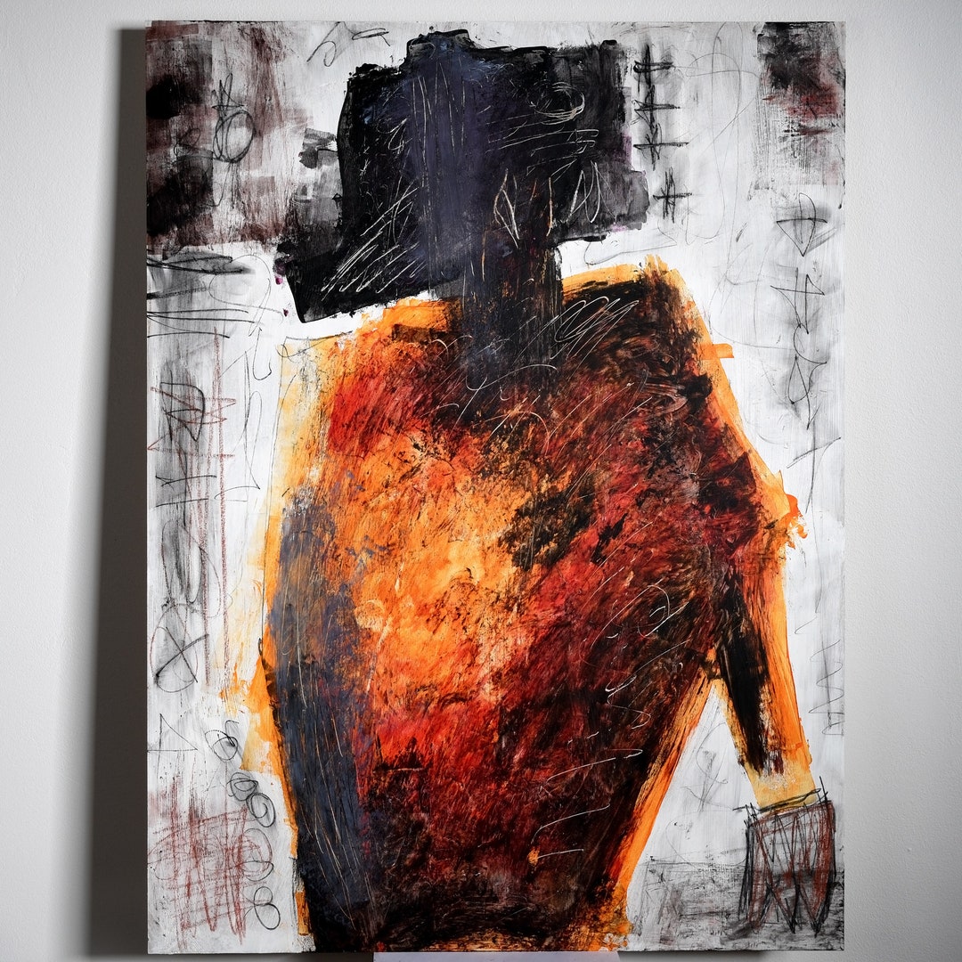 Modern Abstract Painting, Acrylic Paint Technique + Mix Media - Etsy