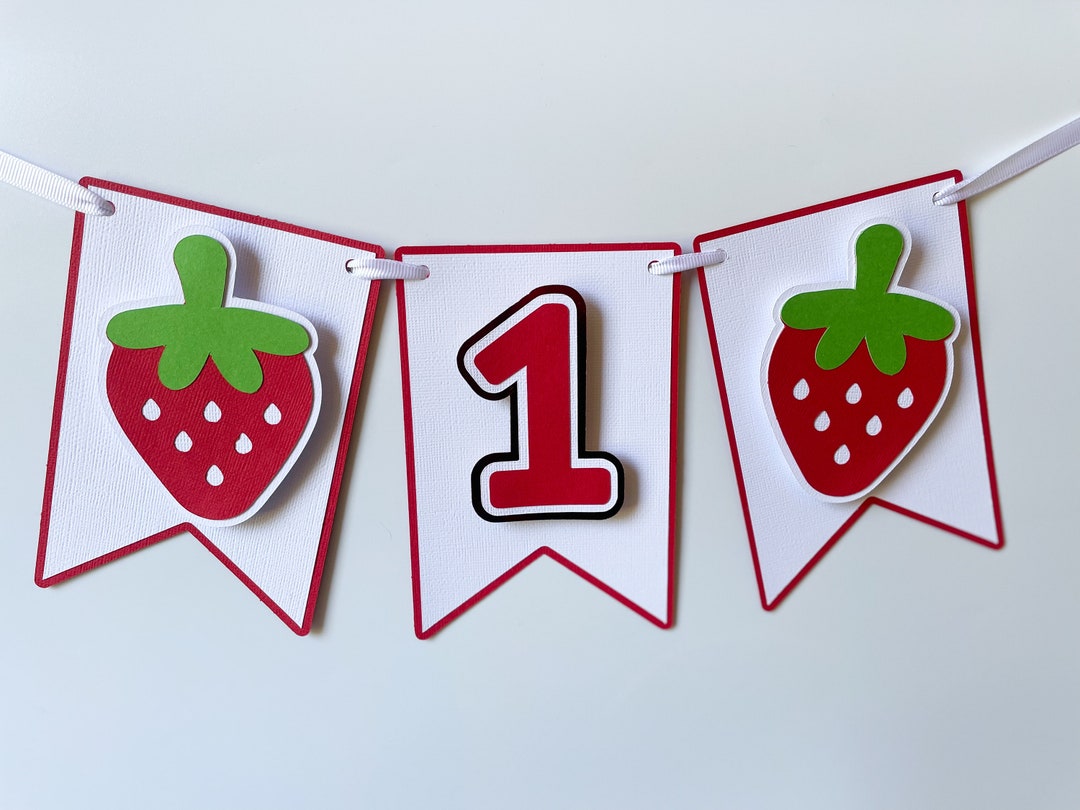 Strawberry ONE Birthday Banner, Strawberries, First Birthday, Berry ...