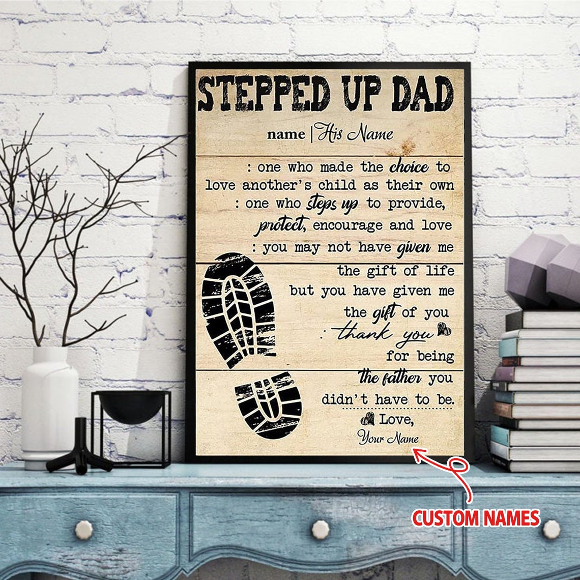 Personalized Stepped Up Dad Vertical Poster Fathers Day Etsy