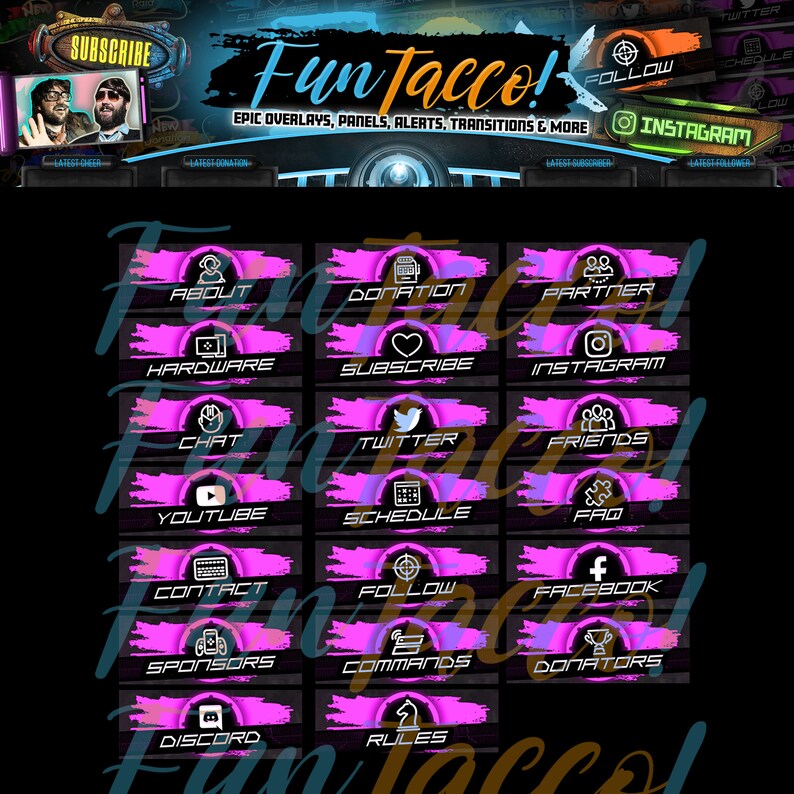 Neon Punk | Animated Stream Overlay, Alerts, Screens, Panels ...