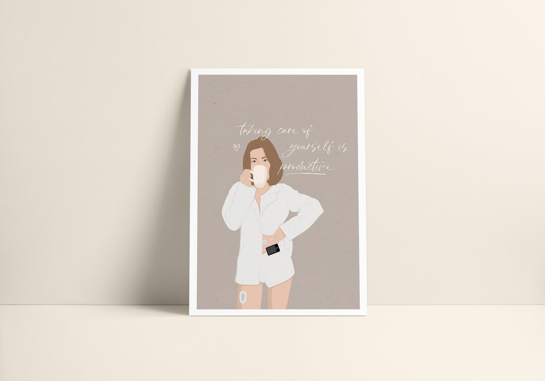 Postcard Din A6 selfcare Diabetes Type Diabetes Illustration girls With ...