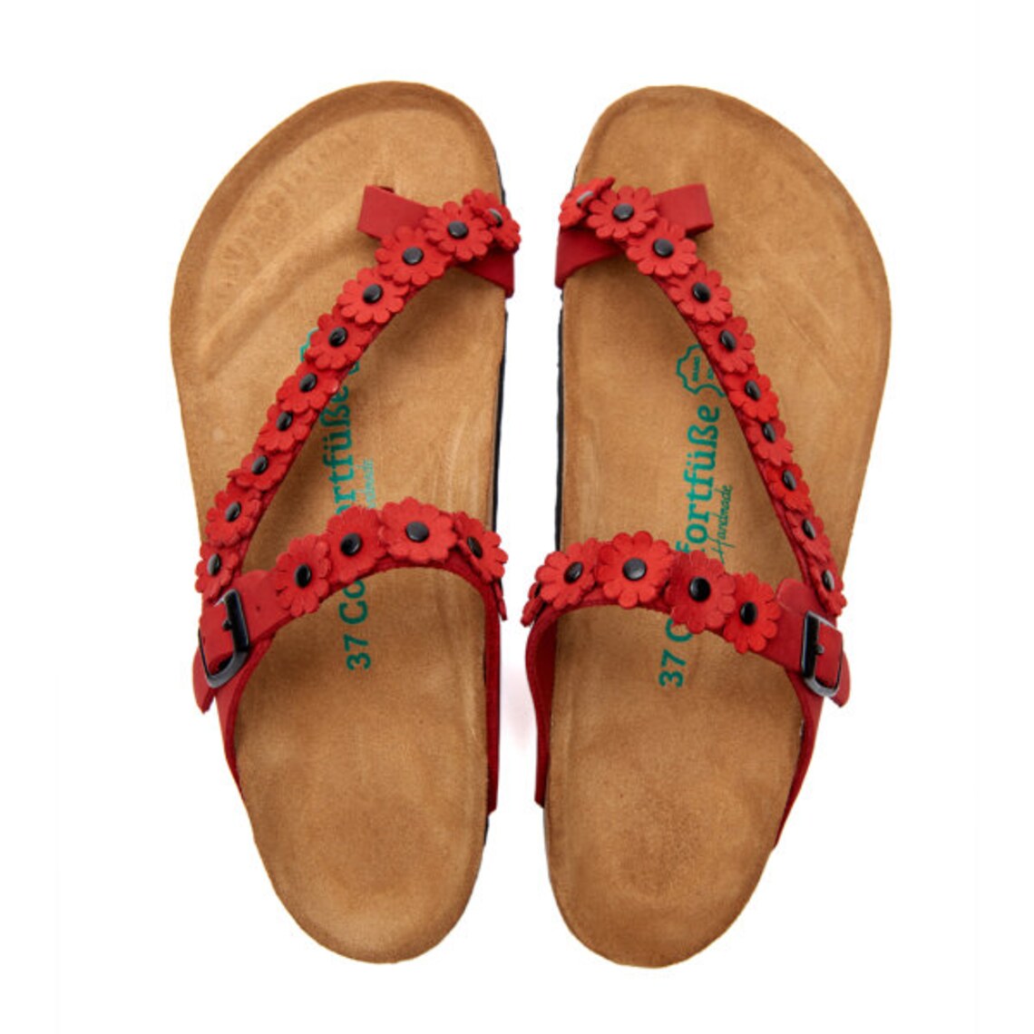 Anatomical Cork Sole Leather Women's Slippers | Etsy