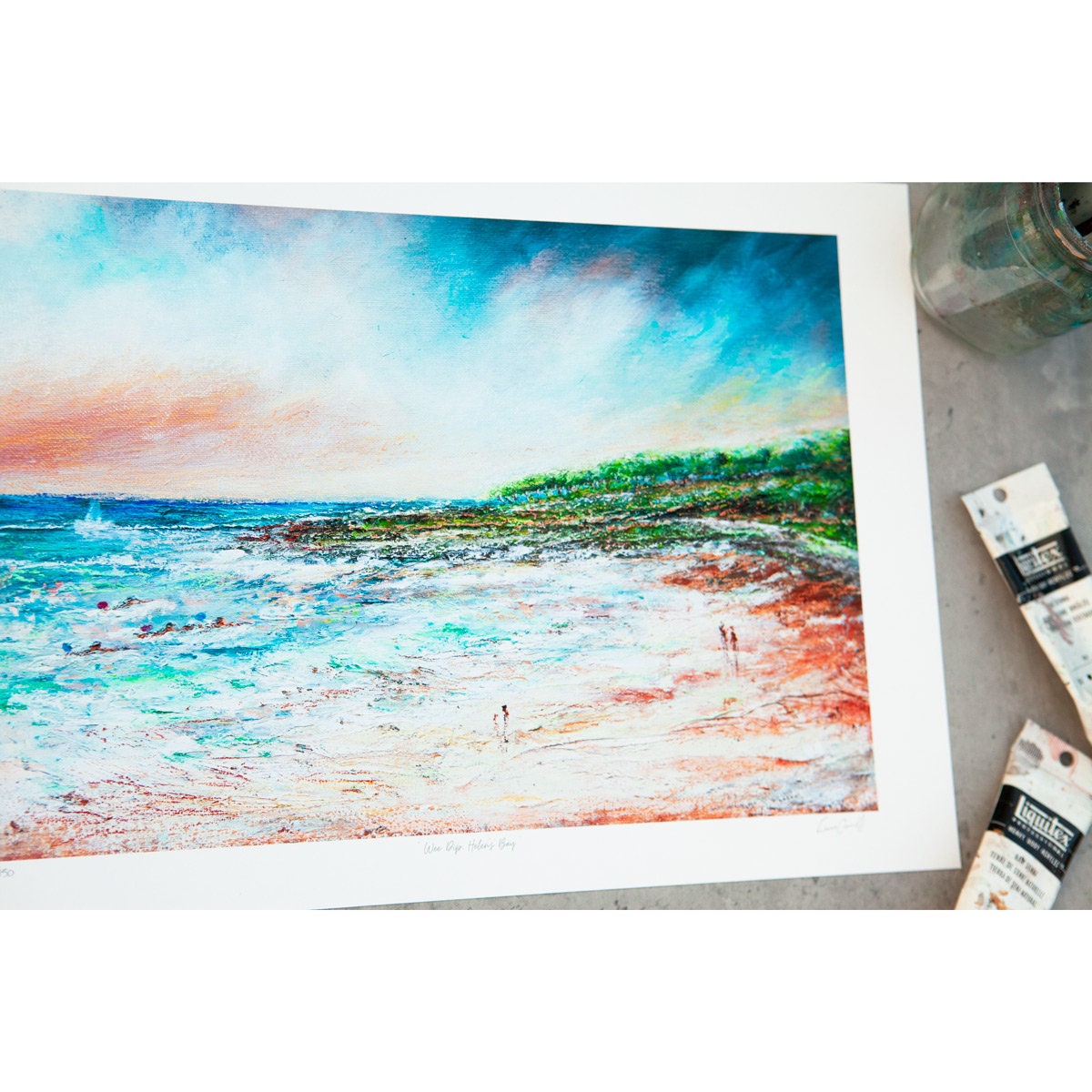 WEE DIP, Helens Bay, Sea Swimming, Beach, Abstract Art Prints, Colour ...