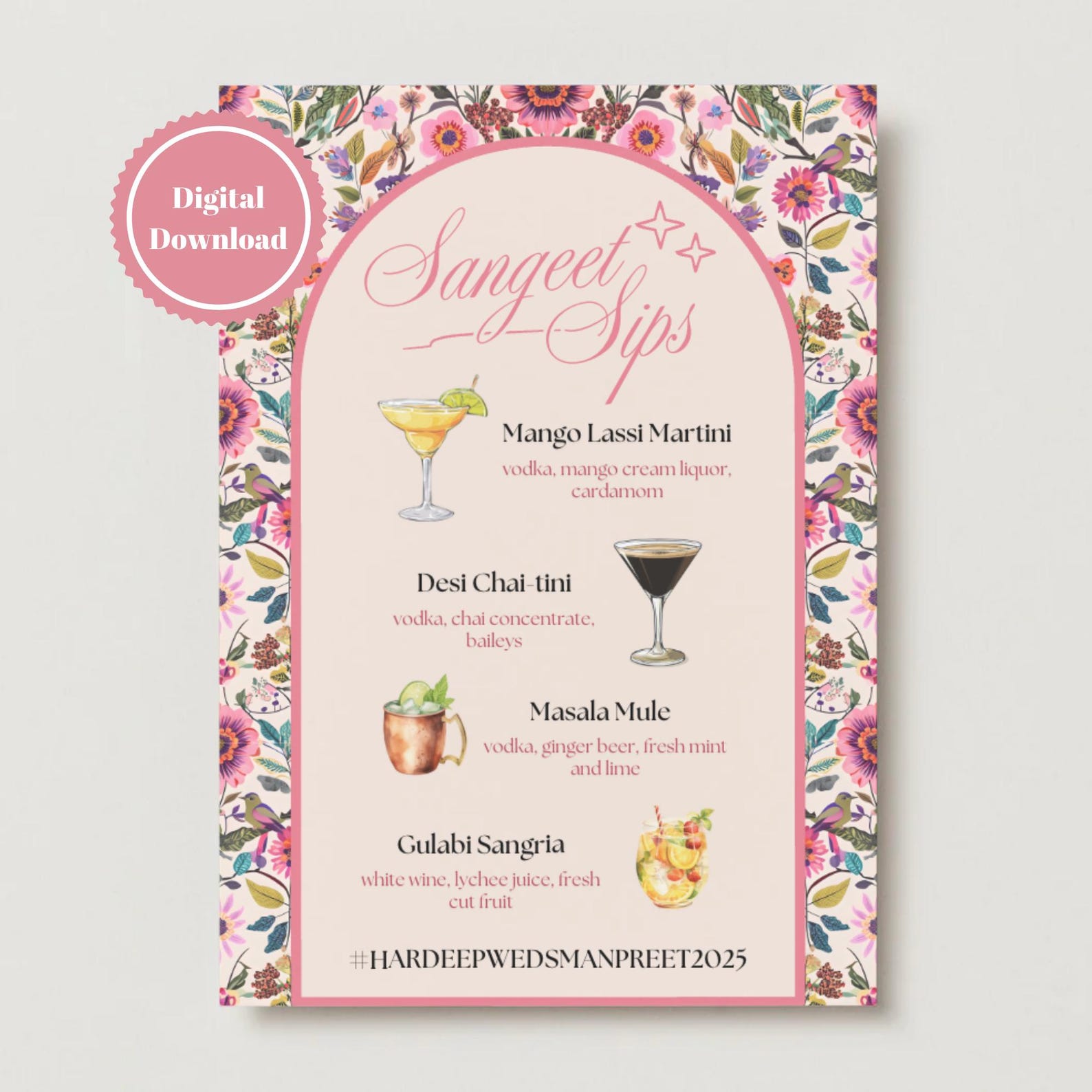 Editable Punjabi Bar Menu | Indian Wedding Drink Menu | Additional ...