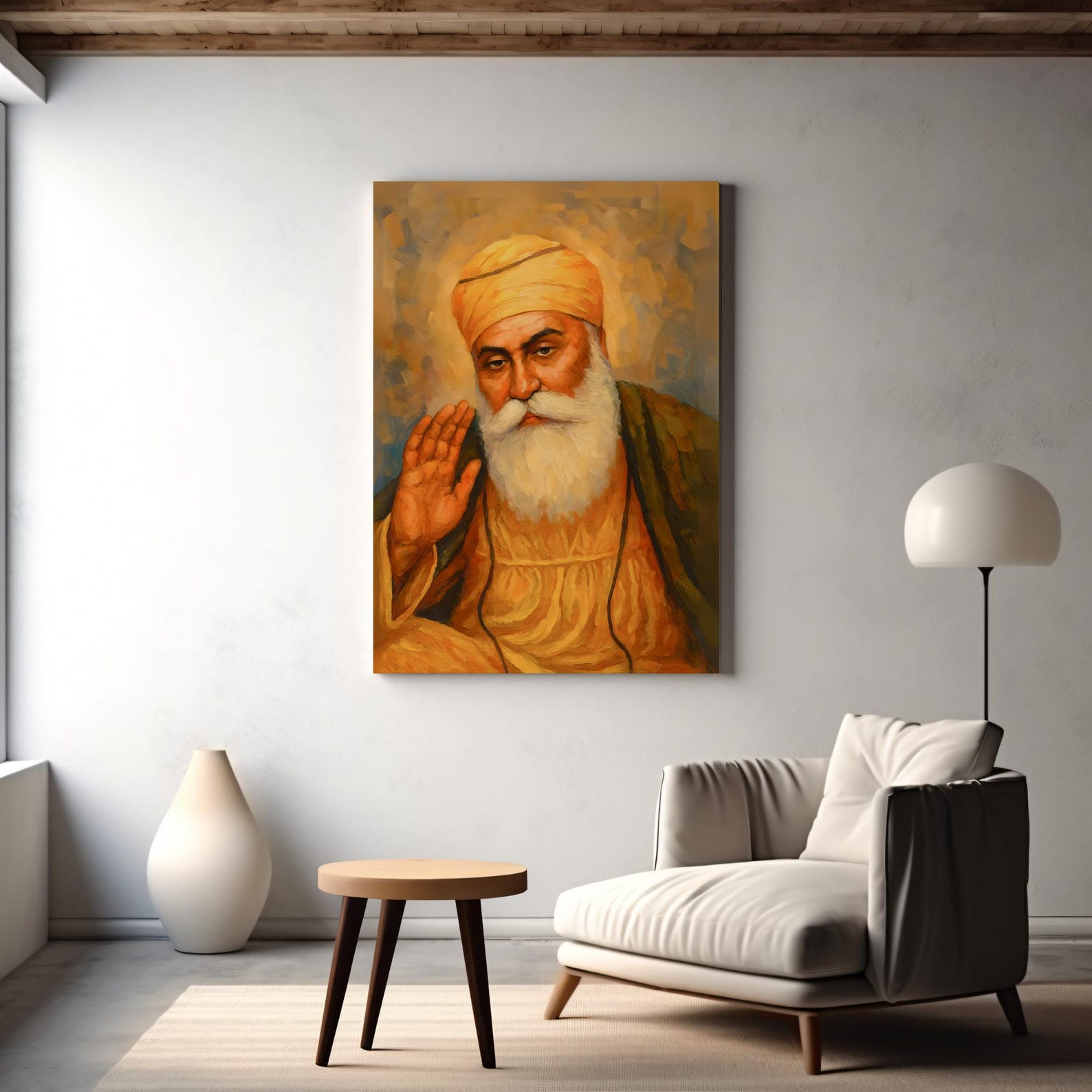 Guru Nanak Dev Ji Canvas Print: Sikh Spiritual Wall Art, Religious ...