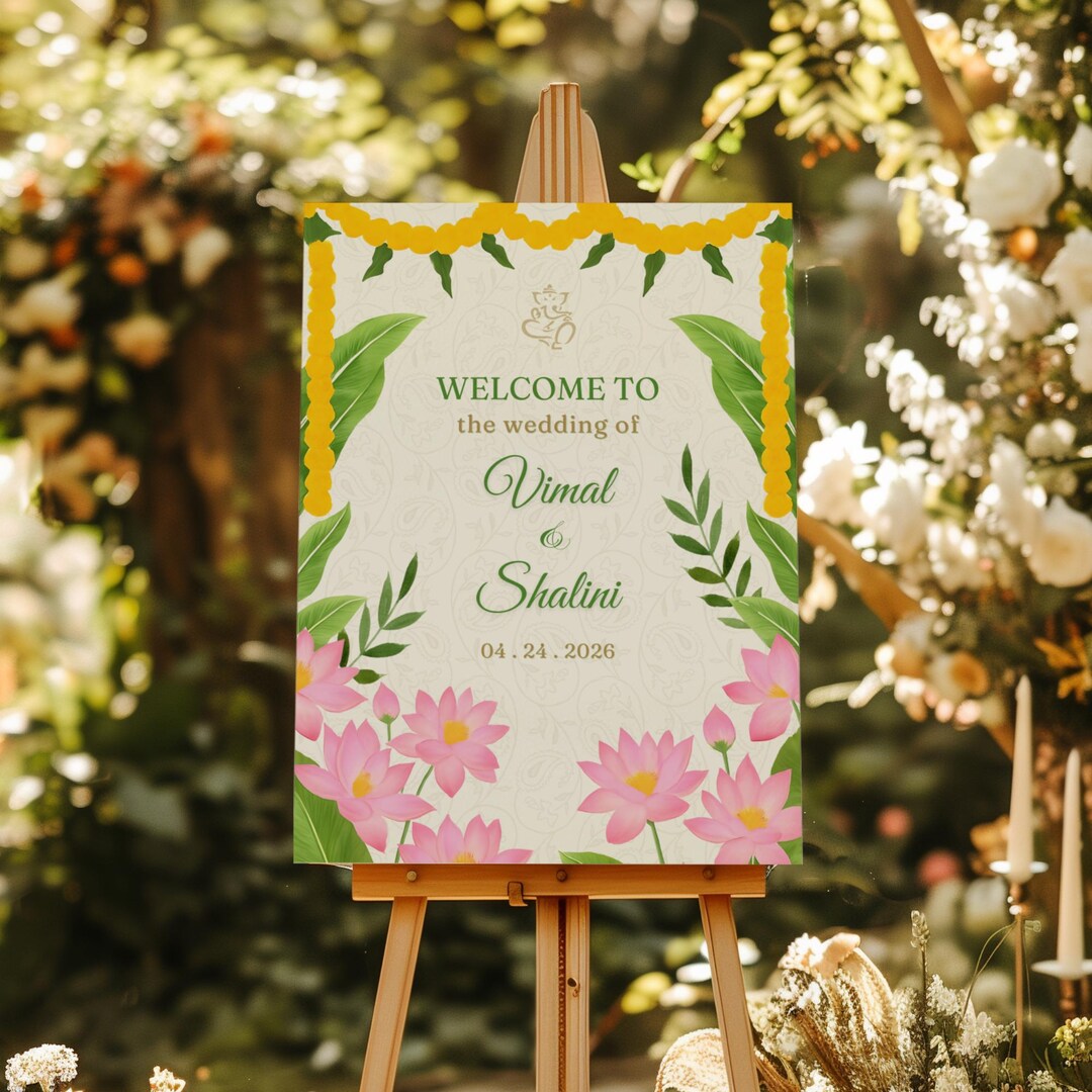 South Indian Wedding Sign | Tamil Welcome Signs | Hindu Wedding Welcome ...
