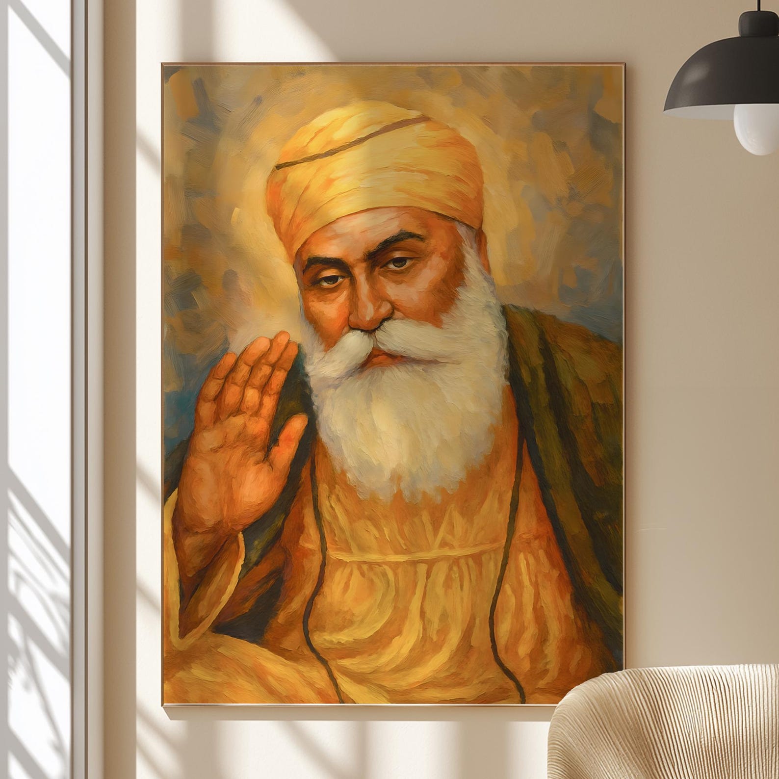 Guru Nanak Dev Ji Art Print: Sikh Spiritual Oil Painting, Multiple ...