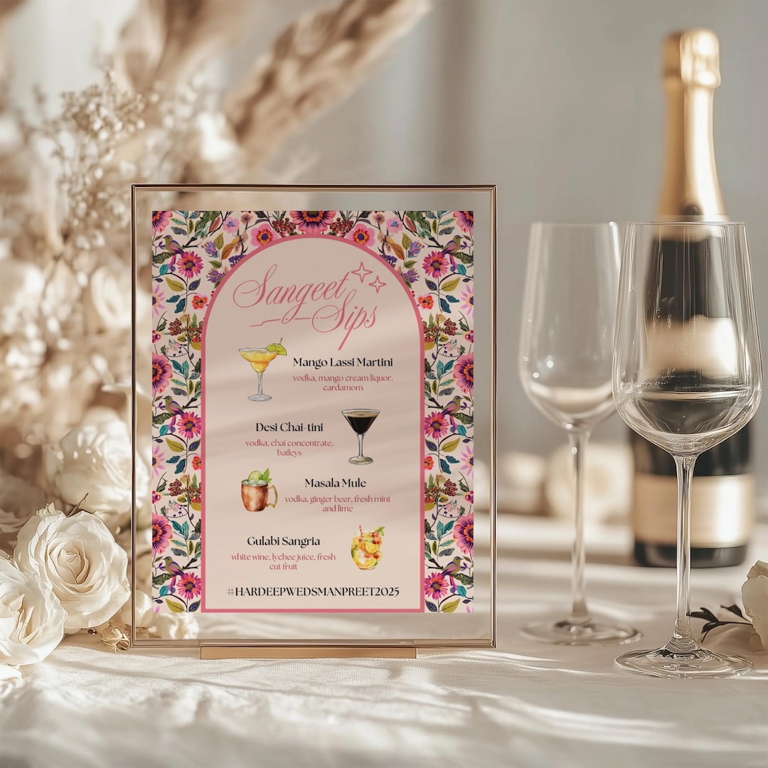 Editable Punjabi Bar Menu | Indian Wedding Drink Menu | Additional ...