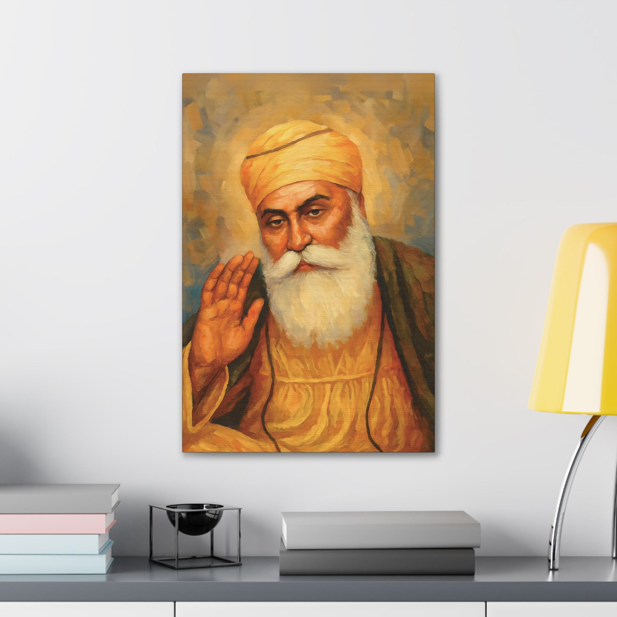 Guru Nanak Dev Ji Canvas Print: Sikh Spiritual Wall Art, Religious ...
