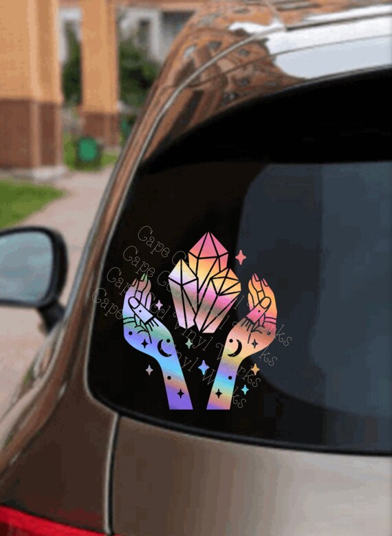 Energy Healer Decal Crystal Cluster Hands Reiki Moon Bumper | Etsy