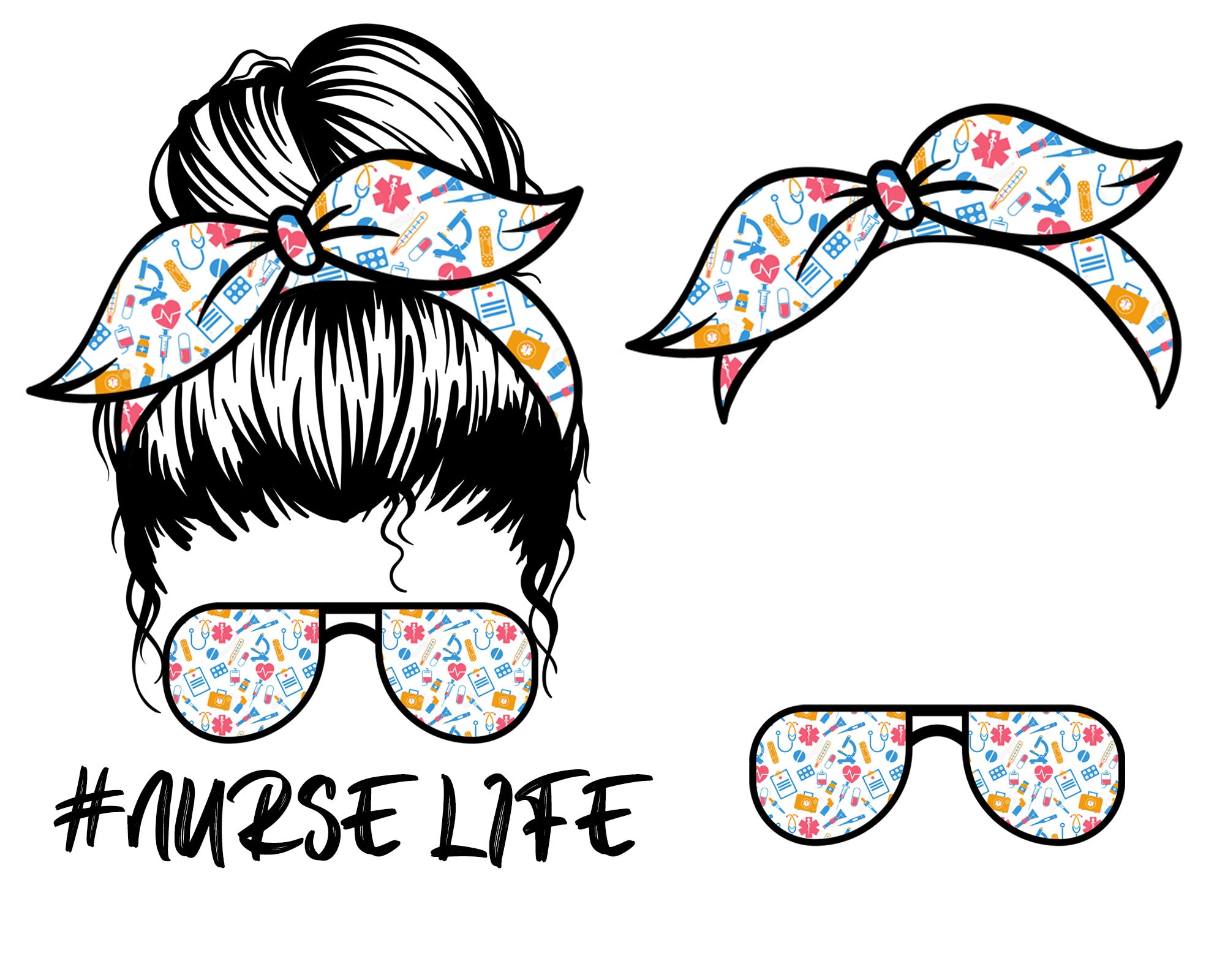 Nurse Life Png Messy Bun Proud Nurse Life Bun Hair Etsy