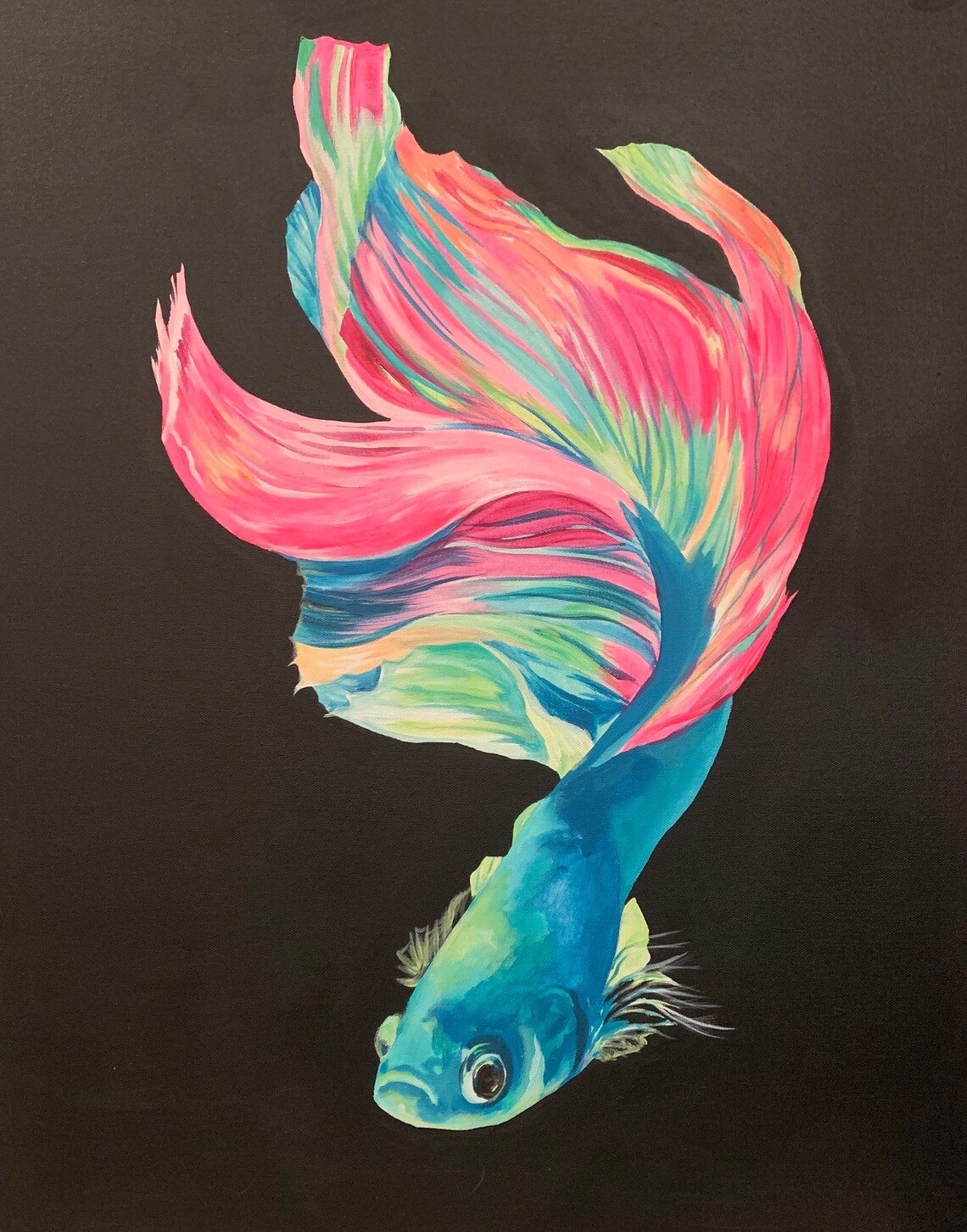 Neon Betta Signed Art Print, 11x14 - Etsy New Zealand