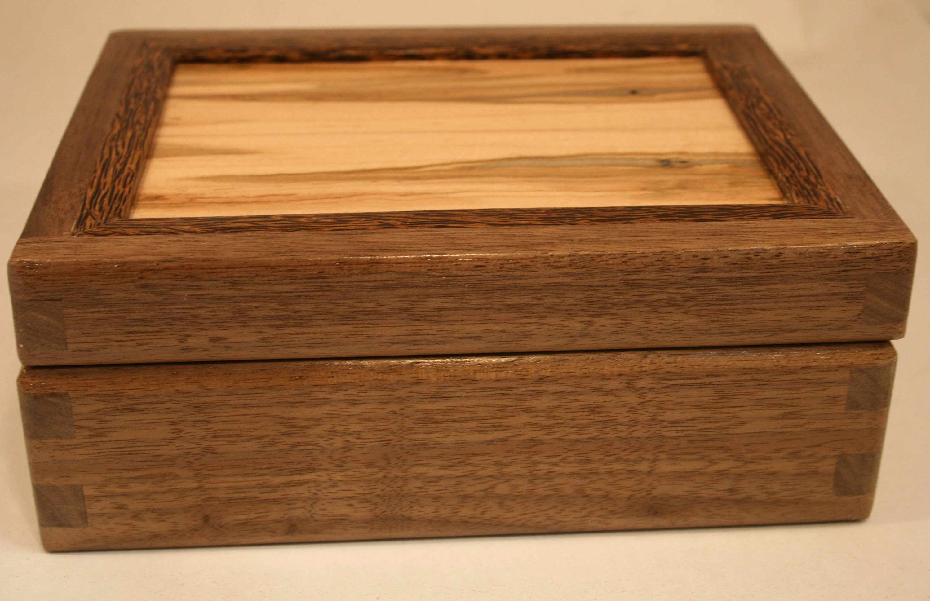 Handmade Walnut Wooden Box 8 X 6 X 3-1/4, Wormy Maple Top and Bottom ...