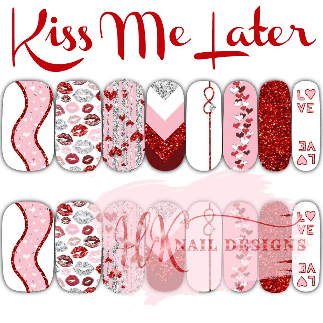 Kiss Me Later – Flirty Valentine Nail Wraps - Etsy