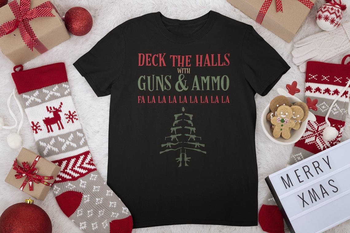 HOLIDAY APPAREL | Funny Christmas Gun Shirt | Ugly Christmas Sweater ...