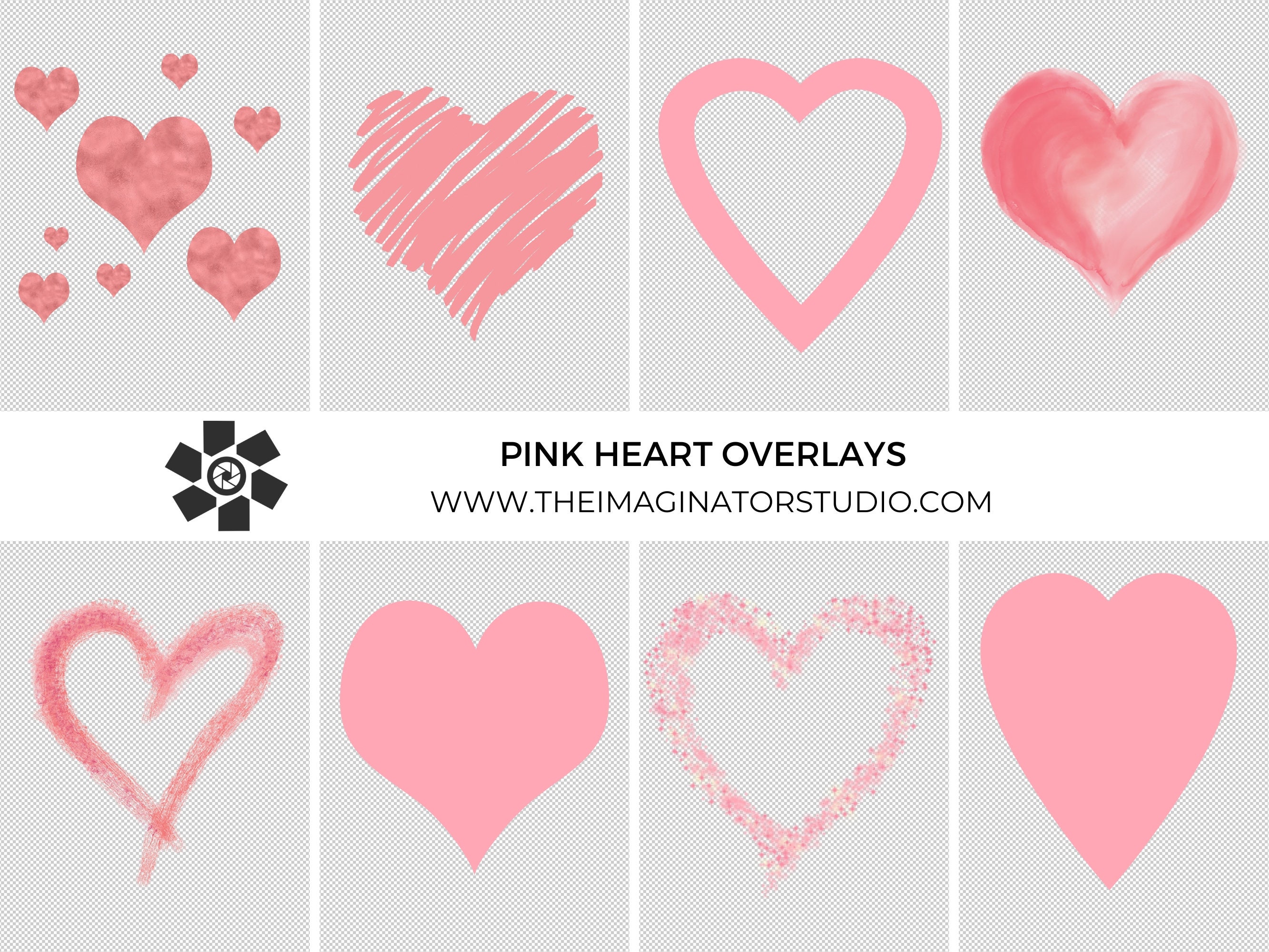 Heart Overlays | Pink Heart | Valentines Day | Digital Download | Heart ...