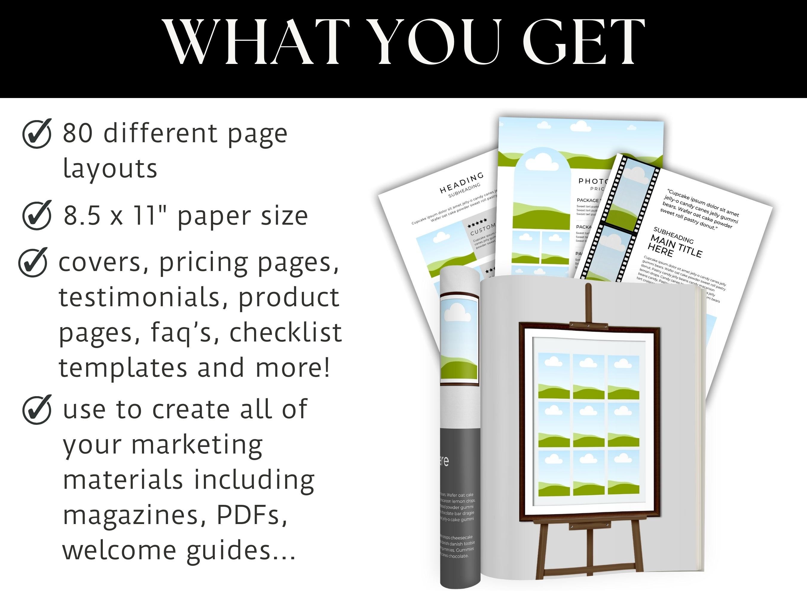 80 Editable Page Templates for Photographers Canva Template Photography ...