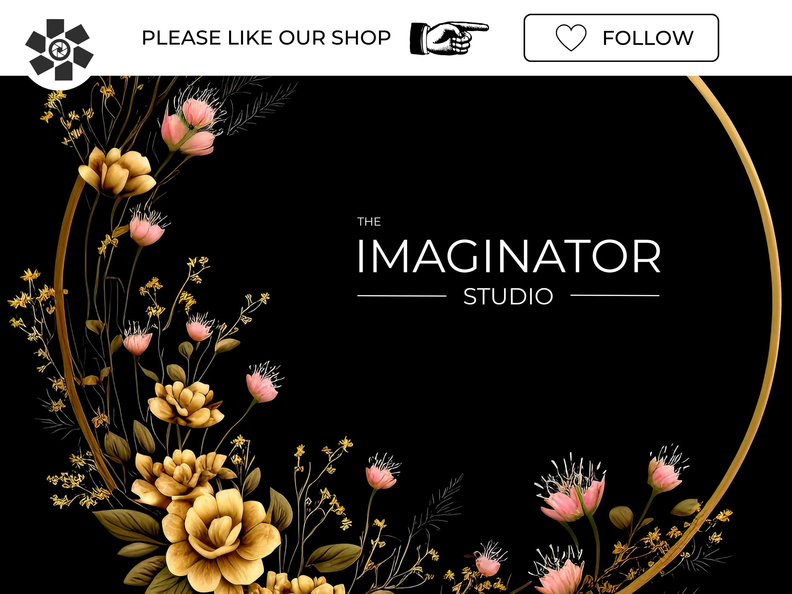 Floral Circle Overlays | Gold Circle Overlays | Flower Ring Overlays ...