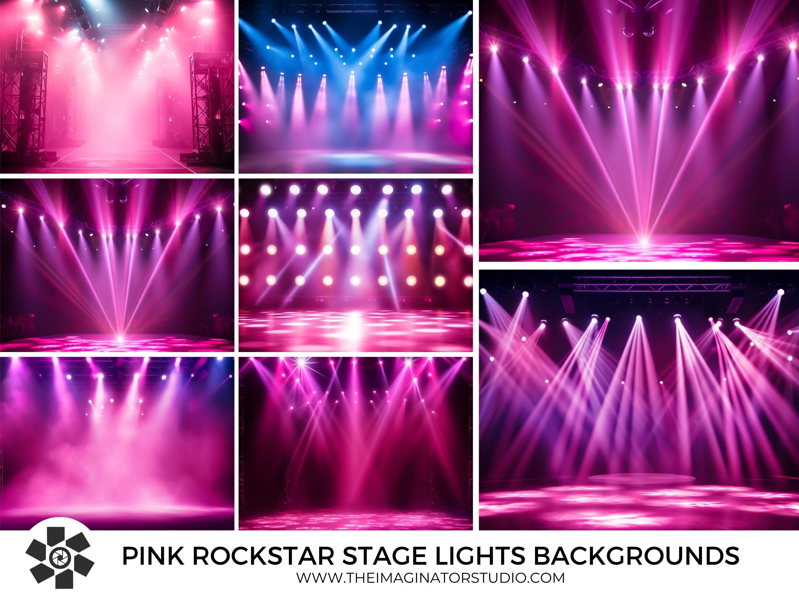 Pink Rockstar Stage Lights Backgrounds Pink Digital Background Digital ...