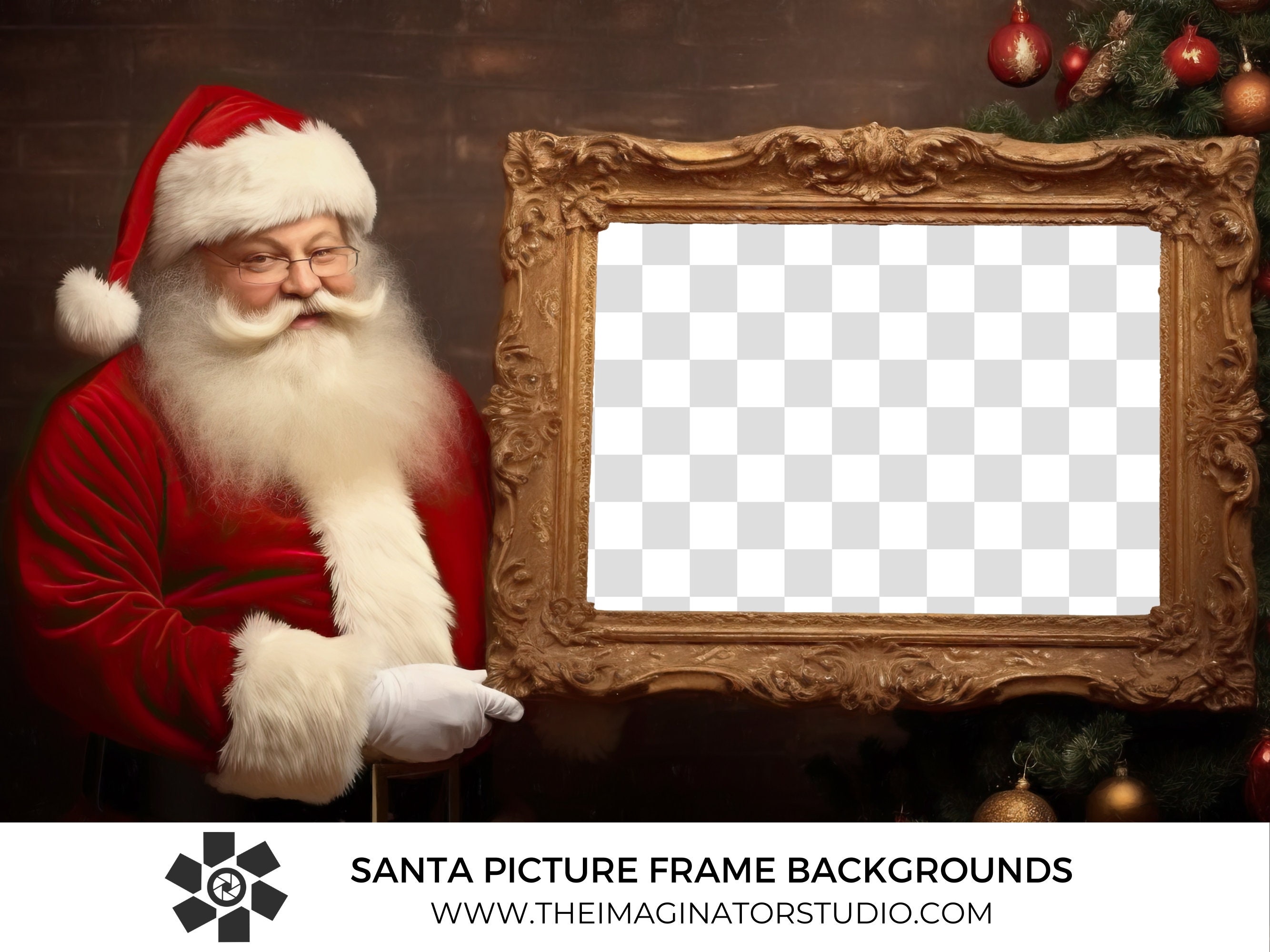 Santa Photoshop Template | Digital Background | Santa Frame | PNG ...