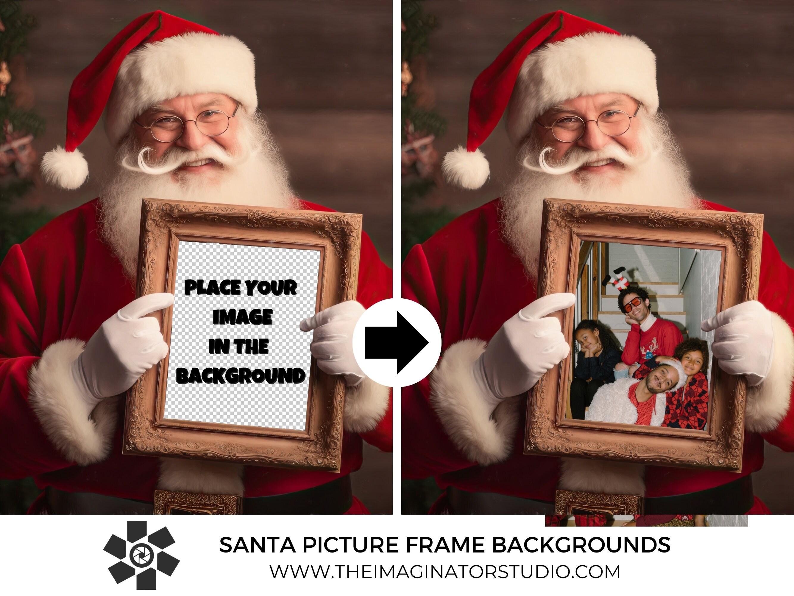 Santa Photoshop Template | Digital Background | Santa Frame | PNG ...