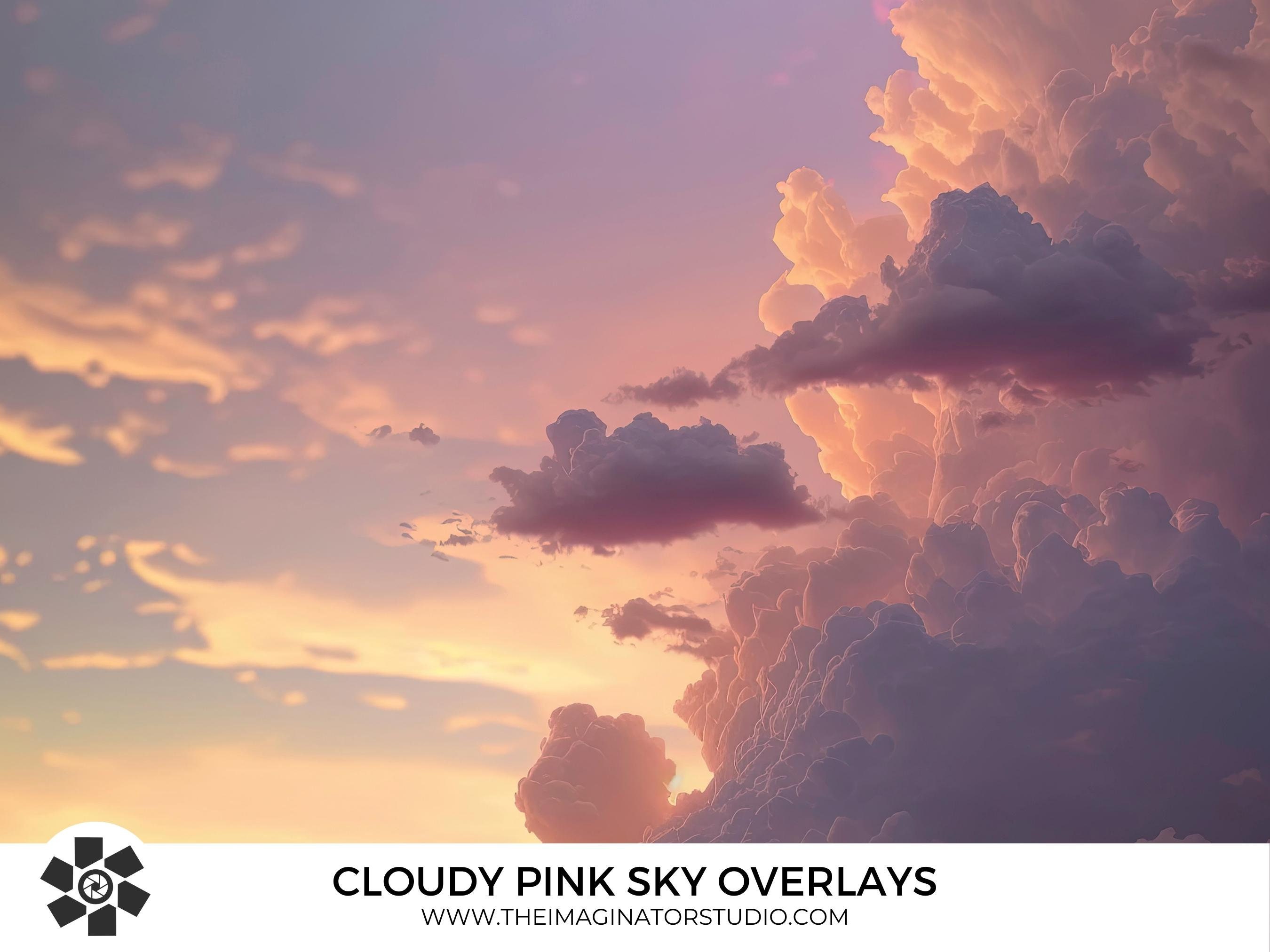 Pink Cloudy Sky Overlays | Photoshop Overlays | Sky Replacement | Cloud ...