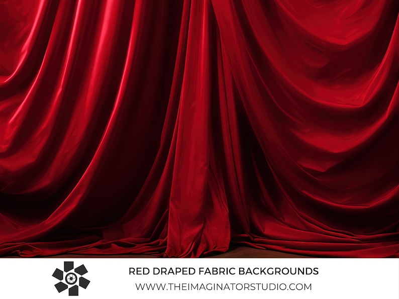 Red Draped Fabric Backgrounds | Red Curtains | Red Studio Backdrop | Red Fabric | Digital ...