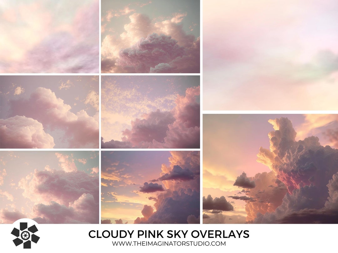 Pink Cloudy Sky Overlays | Photoshop Overlays | Sky Replacement | Cloud Overlays | Photo Editing ...
