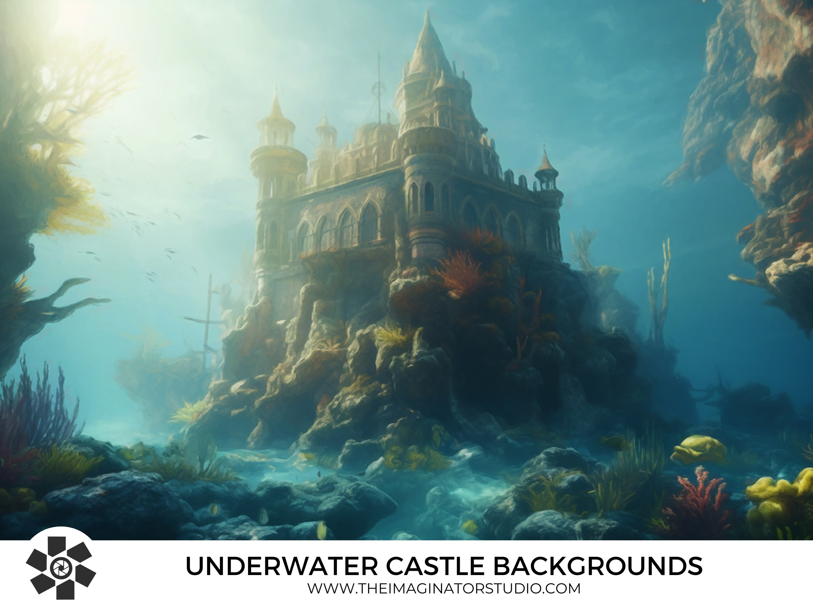 Underwater Castle Background | Mermaid Digital Background | Digital ...