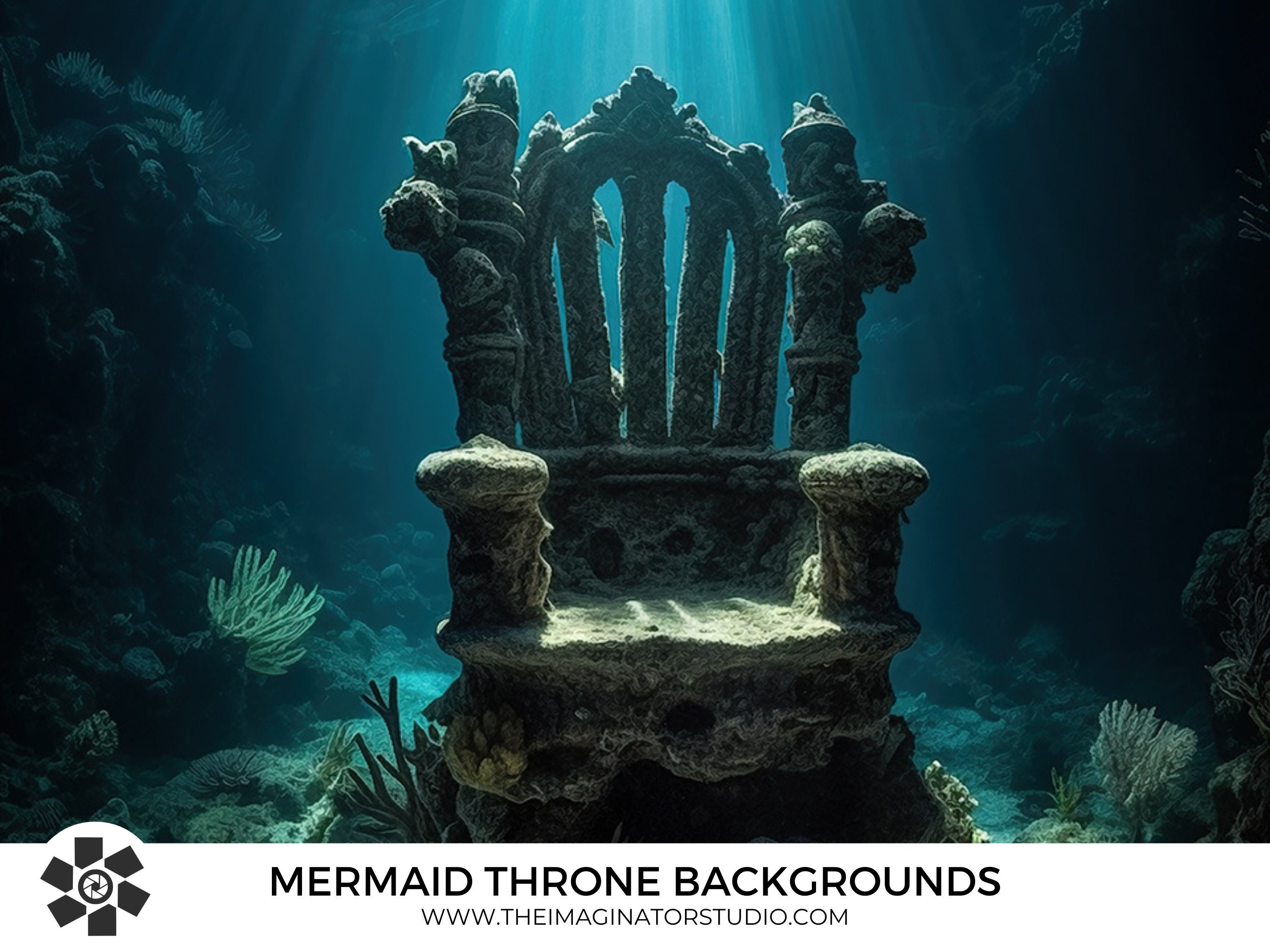Mermaid Throne | Mermaid Digital Background | Mermaid Digital Backdrop ...