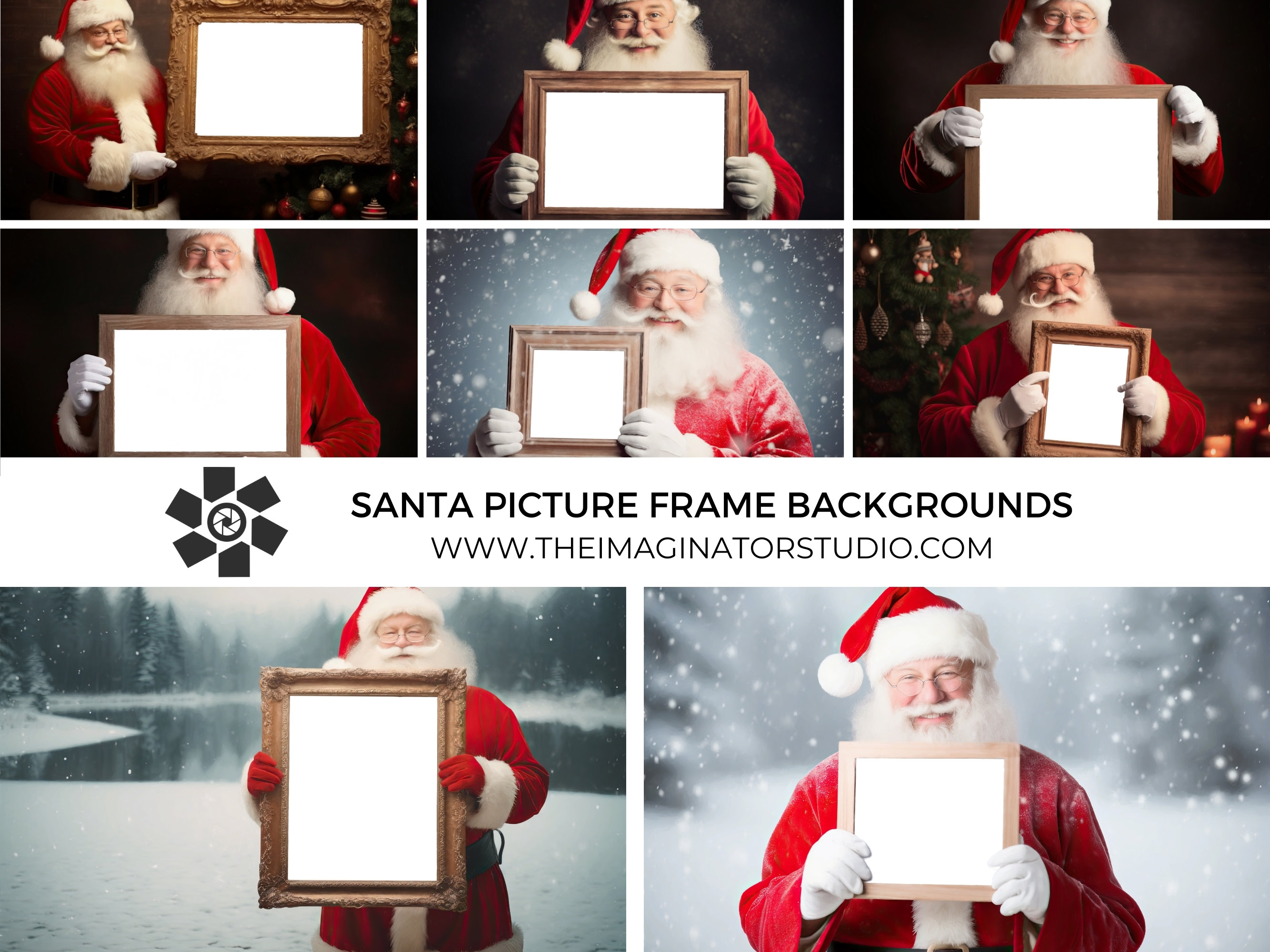 Santa Photoshop Template | Digital Background | Santa Frame | PNG ...