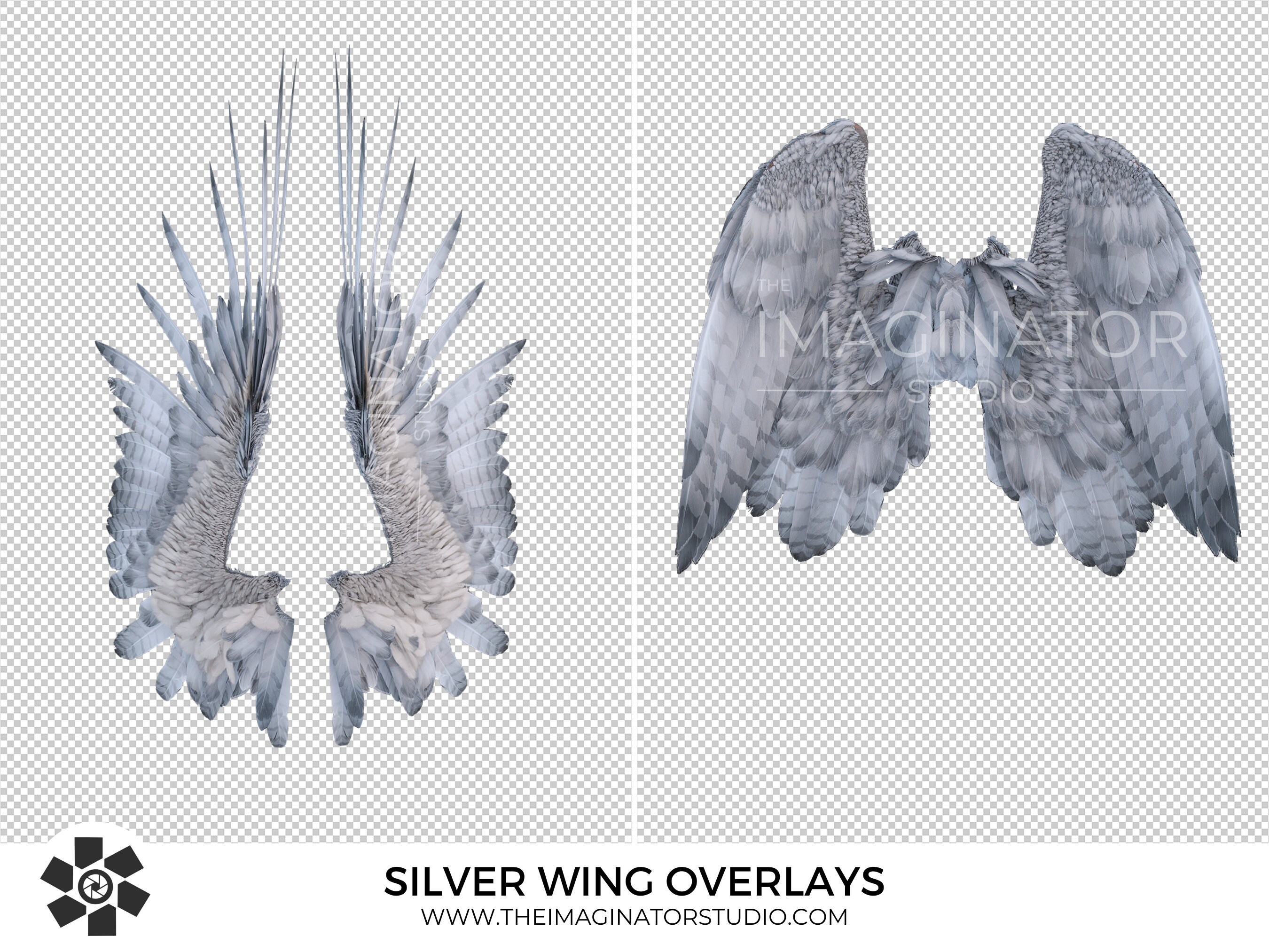 Silver Wing Overlays | Digital Wings | Grey Wings | Angel Wings ...